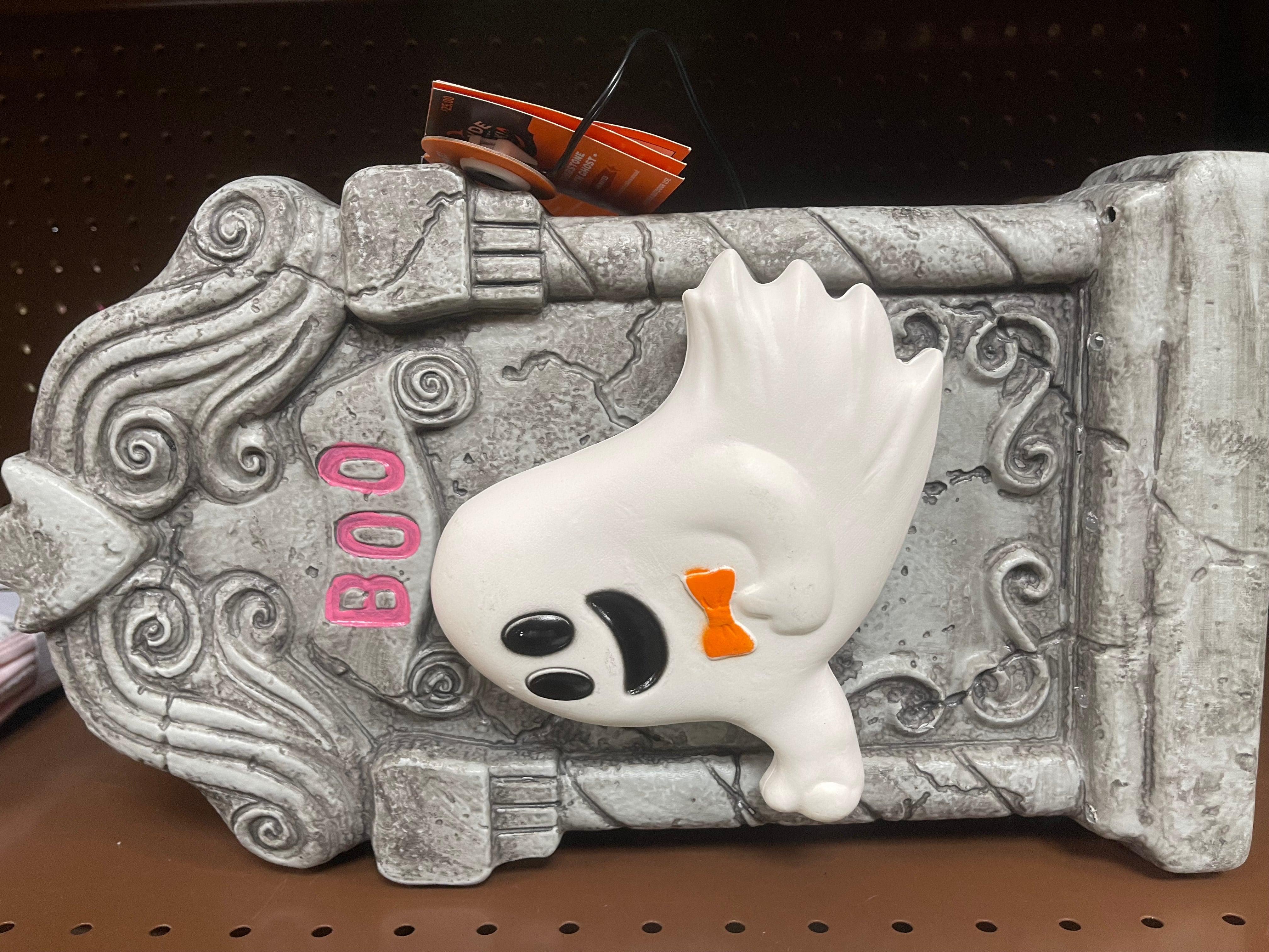 16" Light and Sound Ghost Tombstone Halloween Decorative Prop ...